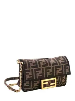 Fendi Baguette Nm Bag Zucca Canvas Mini Crossbody Bag - Brown