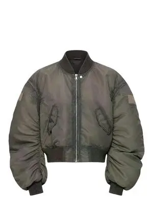 Rick Owens Secchia Flight Ruched-sleeve Bomber Jacket - Grey