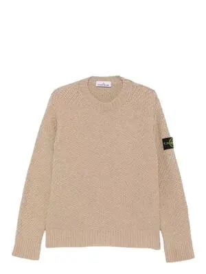 Stone Island Compass Patch Waffle-knit Sweater - Neutrals