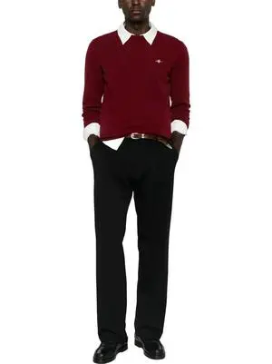 Gant Embroidered-logo Crew-neck Sweater - Red
