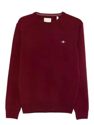 Gant Embroidered-logo Crew-neck Sweater - Red