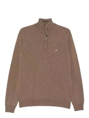 Gant Quarter-zip Wool Sweater Neutrals