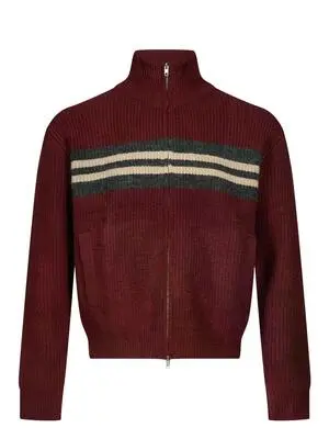 SONG FOR THE MUTE Striped Zip-up Cardigan - Red