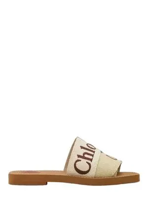 Chloé Woody Logo-embroidered Sandals - Neutrals