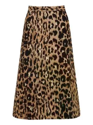 TEMPERLEY LONDON Amara Leopard-print Midi Skirt - Brown