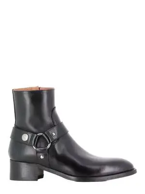 ALBERTO FASCIANI Harness Leather Ankle Boots - Black
