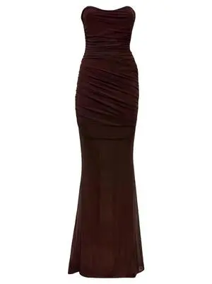 Retrofete Isadore Ruched Mesh Dress Brown