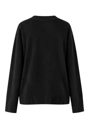 SOLOTRE Ribbed-trim Drop-shoulder Sweater - Black
