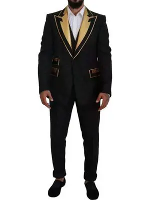 Dolce & Gabbana Jacquard-patterned Three-piece Suit - Black