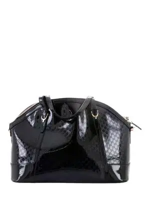 Gucci Nice Top Handle Bag Microguccissima Patent Medium Satchel - Black