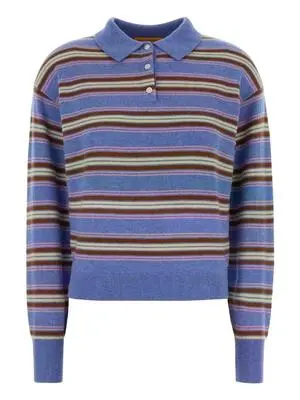 Guest In Residence Collegiate Striped Cashmere Sweater Blue