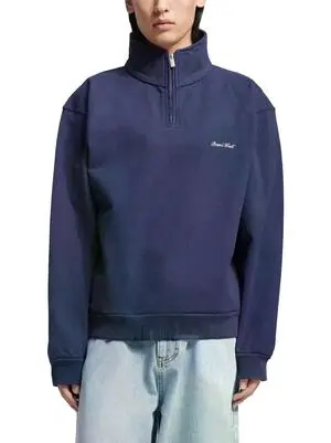 BRAM’S FRUIT Logo-embroidered Half-zip Sweater - Blue