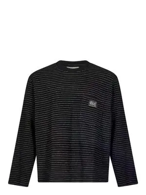 SONG FOR THE MUTE Striped Chest-pocket T-shirt - Black