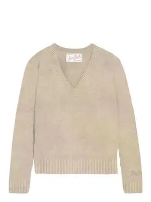 MC2 SAINT BARTH V-neck Knitted Sweater - Neutrals