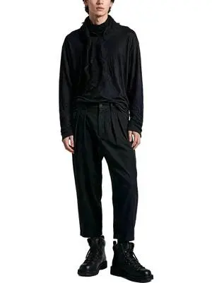 Yohji Yamamoto Crinkled Long-sleeved T-shirt - Black