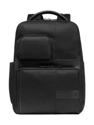 PIQUADRO Logo-plaque Panelled Backpack - Black