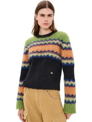 GANNI Brushed Alpaca Fair Isle Sweater - Multicolour