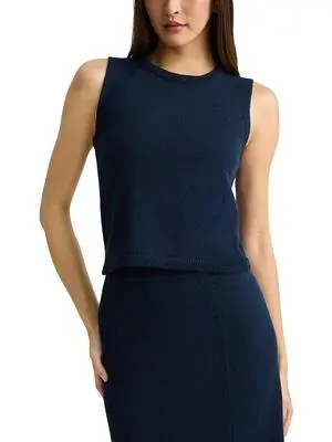 St. John Wool Blend Sleeveless Sweater - Midnight