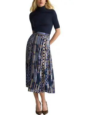 St. John A Line Midi Skirt - Midnight Multi