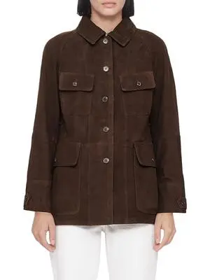 ALLSAINTS Roiya Suede Field Jacket - Fango Brown