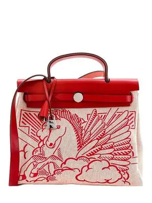 Hermès 31 Herbag Zip Pegase Pop Toile And Leather - Red
