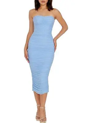 Dress The Population Heather Ruched Bodycon Dress - Sky