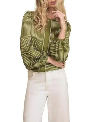 Mint Velvet Satin Printed Blouse Green