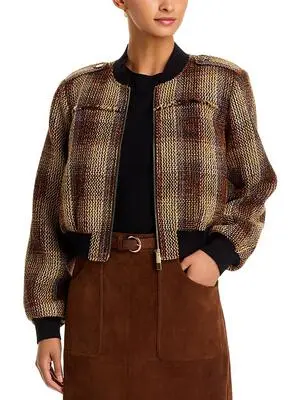 TOCCIN Pierce Fringe Bomber Jacket - Fig Multi