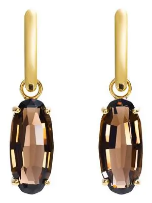 BY PARIAH Ellipse Step Hoops | Smokey Quartz - Gold