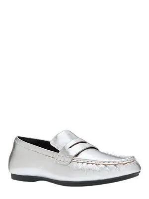 Fitflop Delicato Crinkle Metallic Leather Loafers - Silver