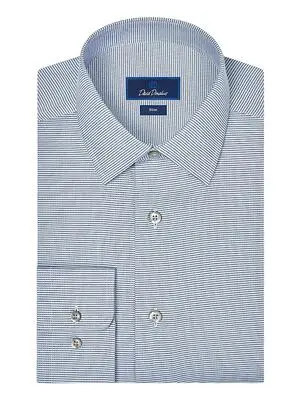 David Donahue Slim Fit Stretch Micro Twill Dress Shirt - Sky/ Navy