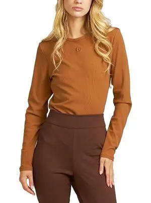ELLE COLLECTION Elle Embroidered Long Sleeve Shirt - Hazelnut Rust Copper