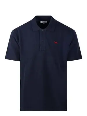 Maison Kitsuné Profile Fox Cotton Polo Shirt - Blue