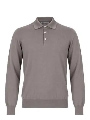 Brunello Cucinelli Polo In Maglia Di Cotone - Grey