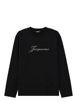 Jacquemus T-shirt A Maniche Lunghe Con Logo - Black