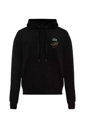 Lacoste X Novak Djokovic Logo-embroidered Hoodie - Black