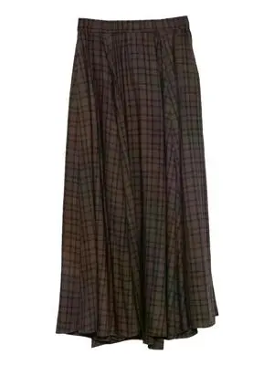 Aspesi Checked Flared Midi Skirt - Brown