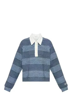 Rag & Bone Miramar Cropped Rugby Polo Shirt - Blue
