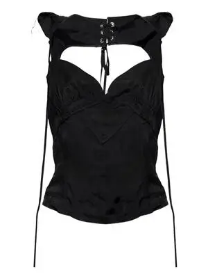 KNWLS Beth Lace-up Top - Black