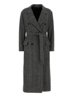 Brunello Cucinelli Brunello Cucinelli Embroidered Alpaca-Blend Checked Jacket Checked