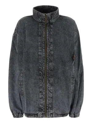 Y/project Funnel-neck Denim Jacket - Black