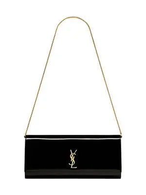 Saint Laurent Kate Clutch In Patent Leather - Black