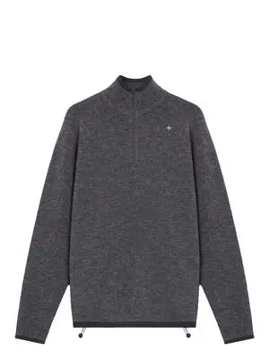 Stone Island Loose-fit Half-zip Jumper With Drawcord Hem - Grey