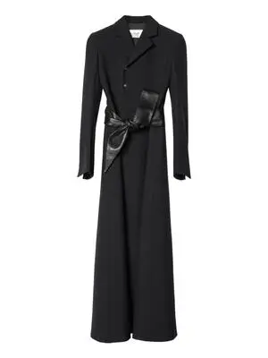 Celine Long Slim Db Coat In Wool - Black