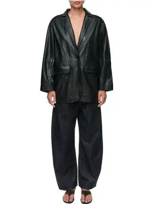 Bimba Y Lola Leather Double-breasted Tailored Jacket - Black