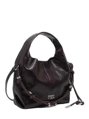 Bimba Y Lola Small Leather Fringed Crossbody Bag - Espresso