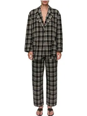 Bimba Y Lola Checked Barrel-leg Trousers - Black