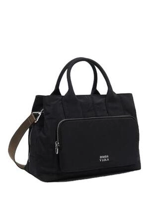 Bimba Y Lola Large Nylon Pocket Handbag - Black
