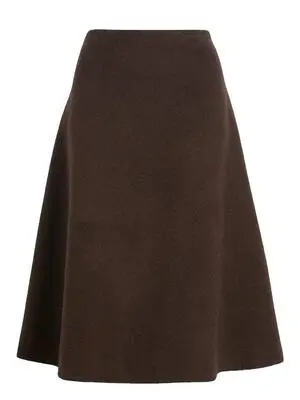 BOSS Vukina Double Face Wool & Lyocell Midi Skirt - Mole