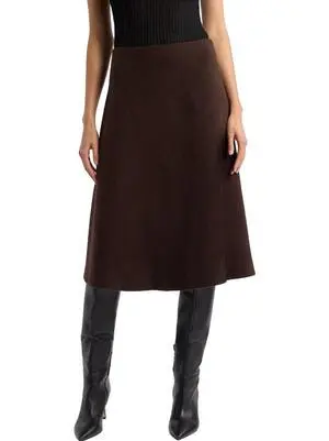 BOSS Vukina Double Face Wool & Lyocell Midi Skirt - Mole